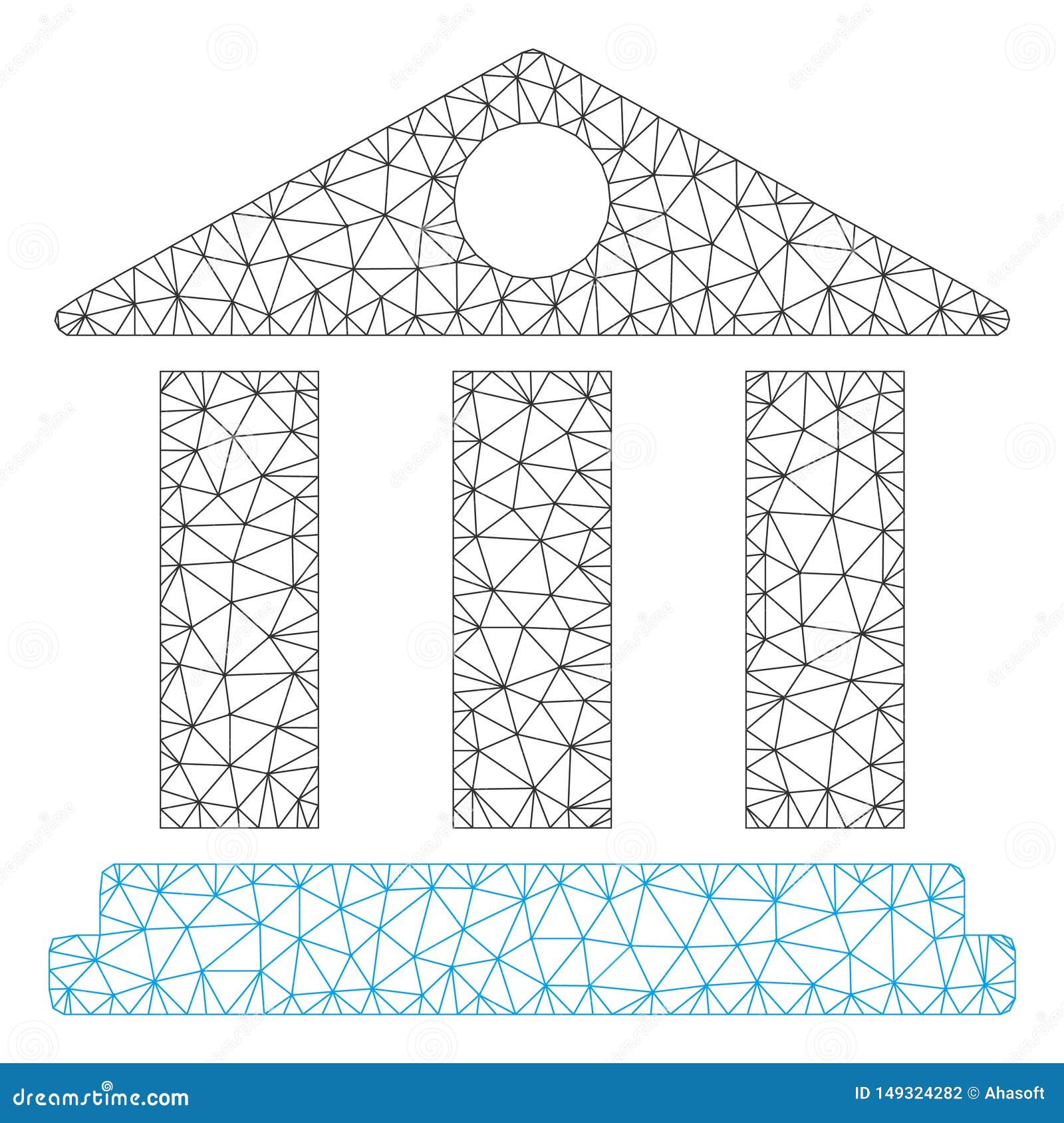 Bank Building Vector Mesh 2D Model Stock Vector - Illustration of ...
