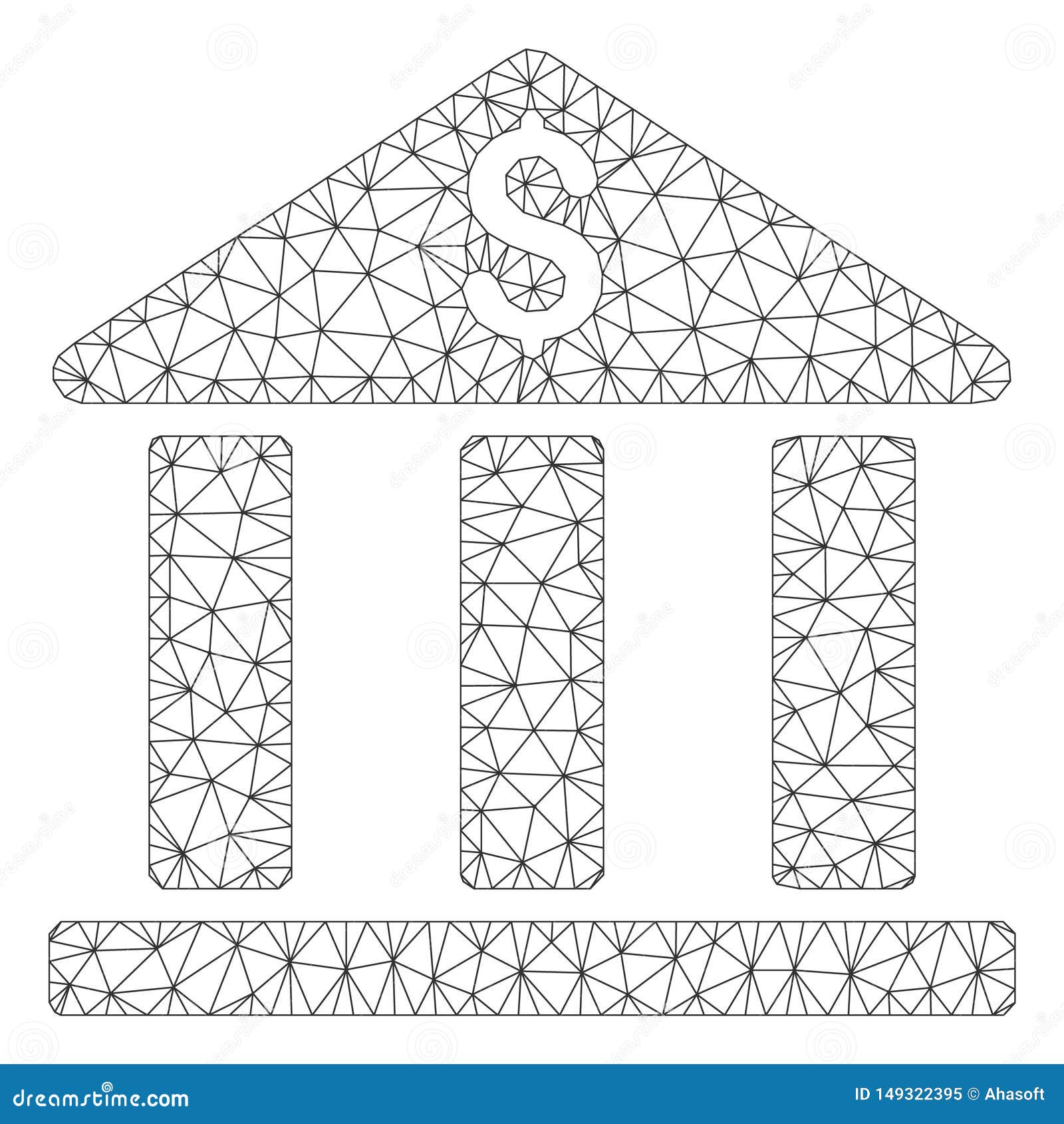 Bank Building Vector Mesh 2D Model Stock Vector - Illustration of ...
