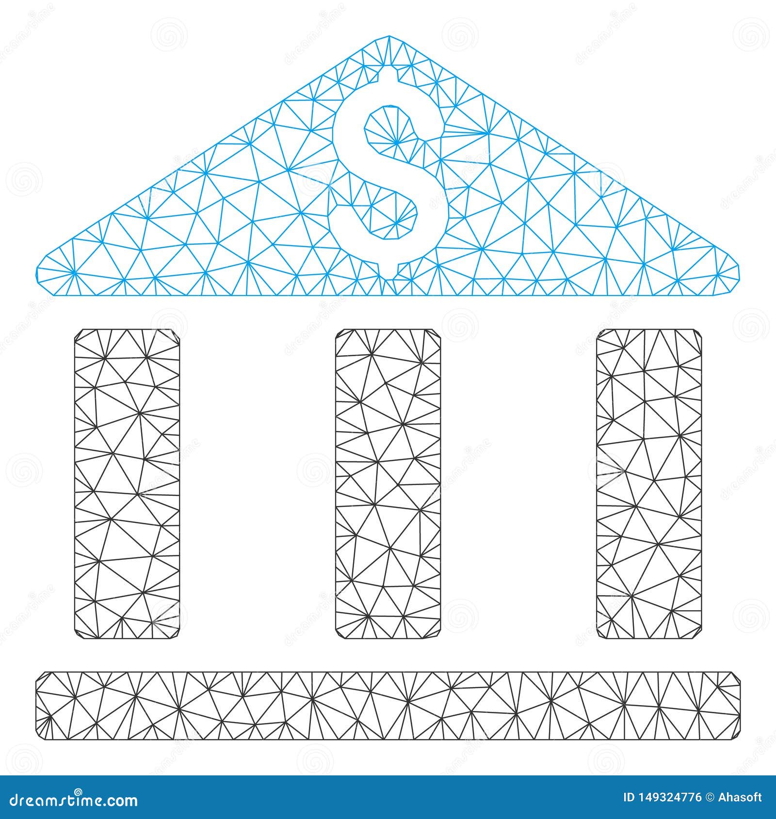 Bank Office Building Vector Mesh Network Model Stock Vector ...