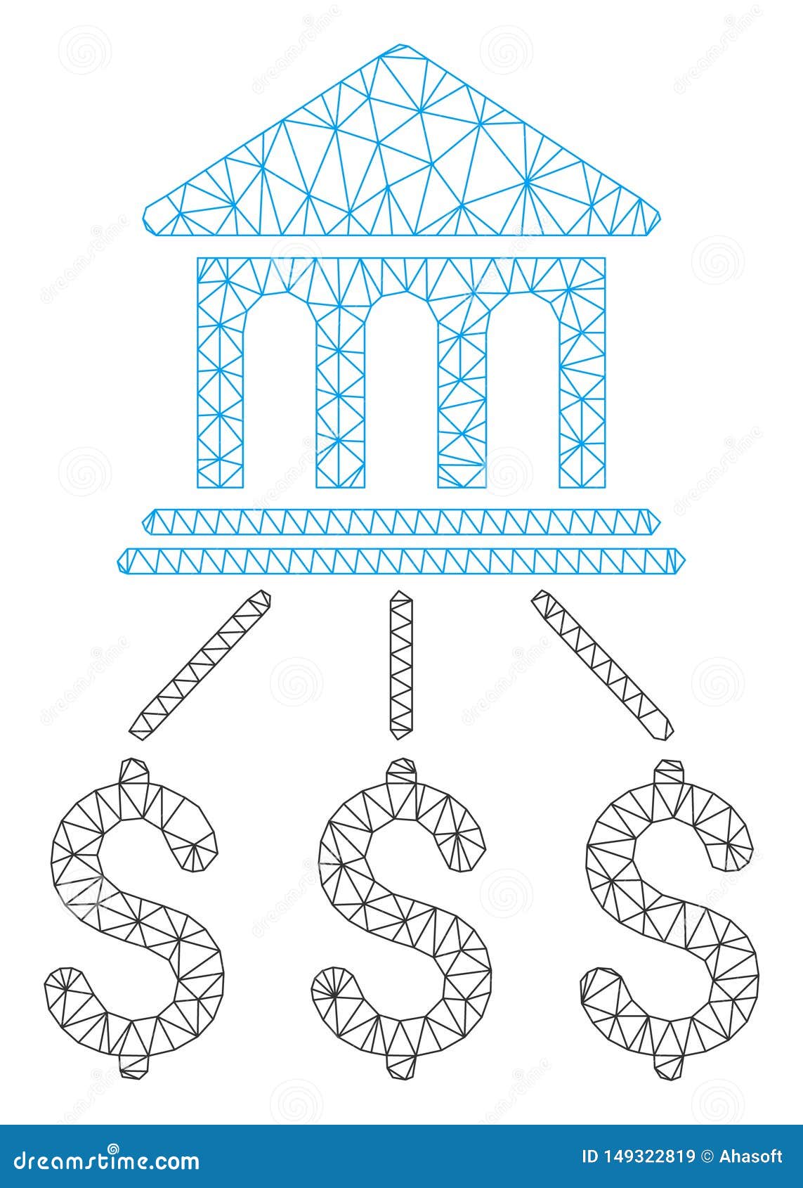 Bank Scheme Vector Mesh Wire Frame Model Stock Vector - Illustration of ...