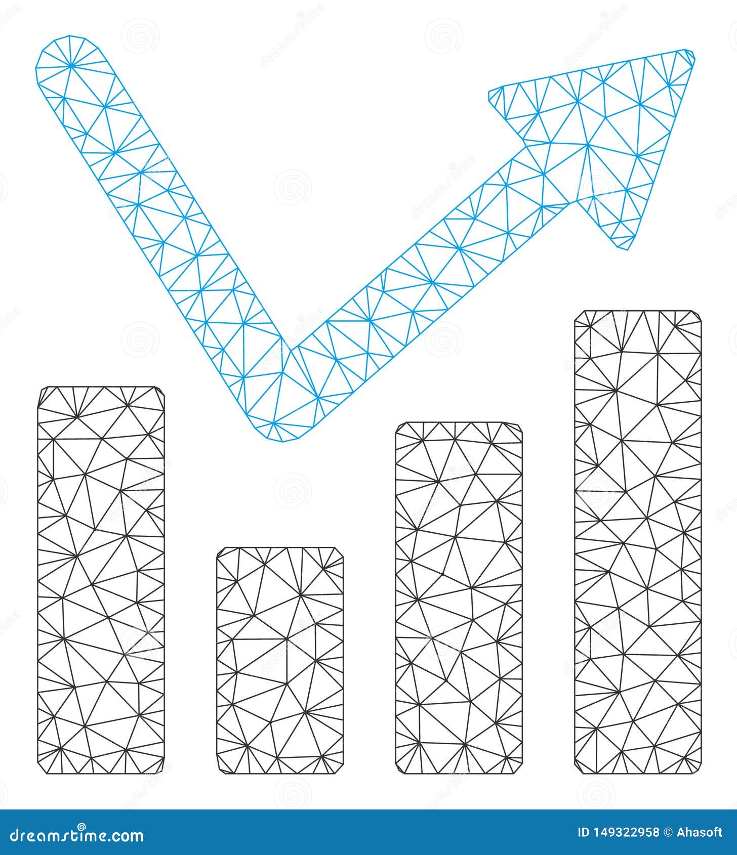 Bar Chart Trend Vector Mesh Wire Frame Model Stock Vector ...