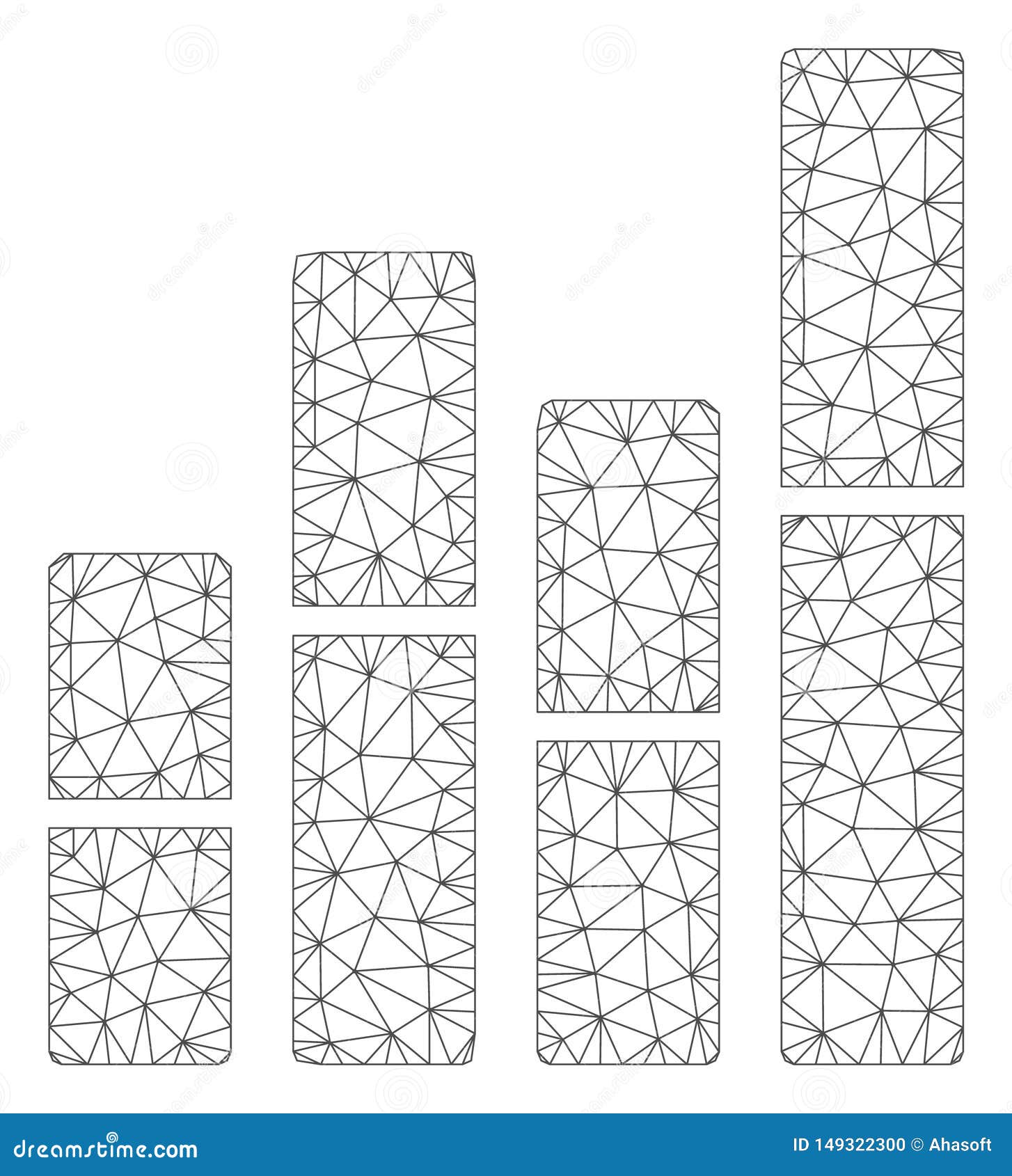 Bar Charts Vector Mesh Wire Frame Model Stock Vector - Illustration of ...