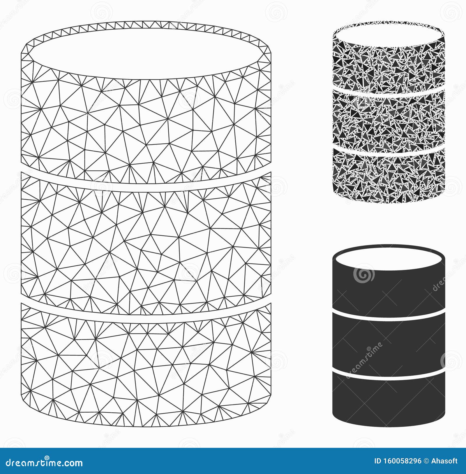 Barrel Vector Mesh 2D Model and Triangle Mosaic Icon Stock Vector ...