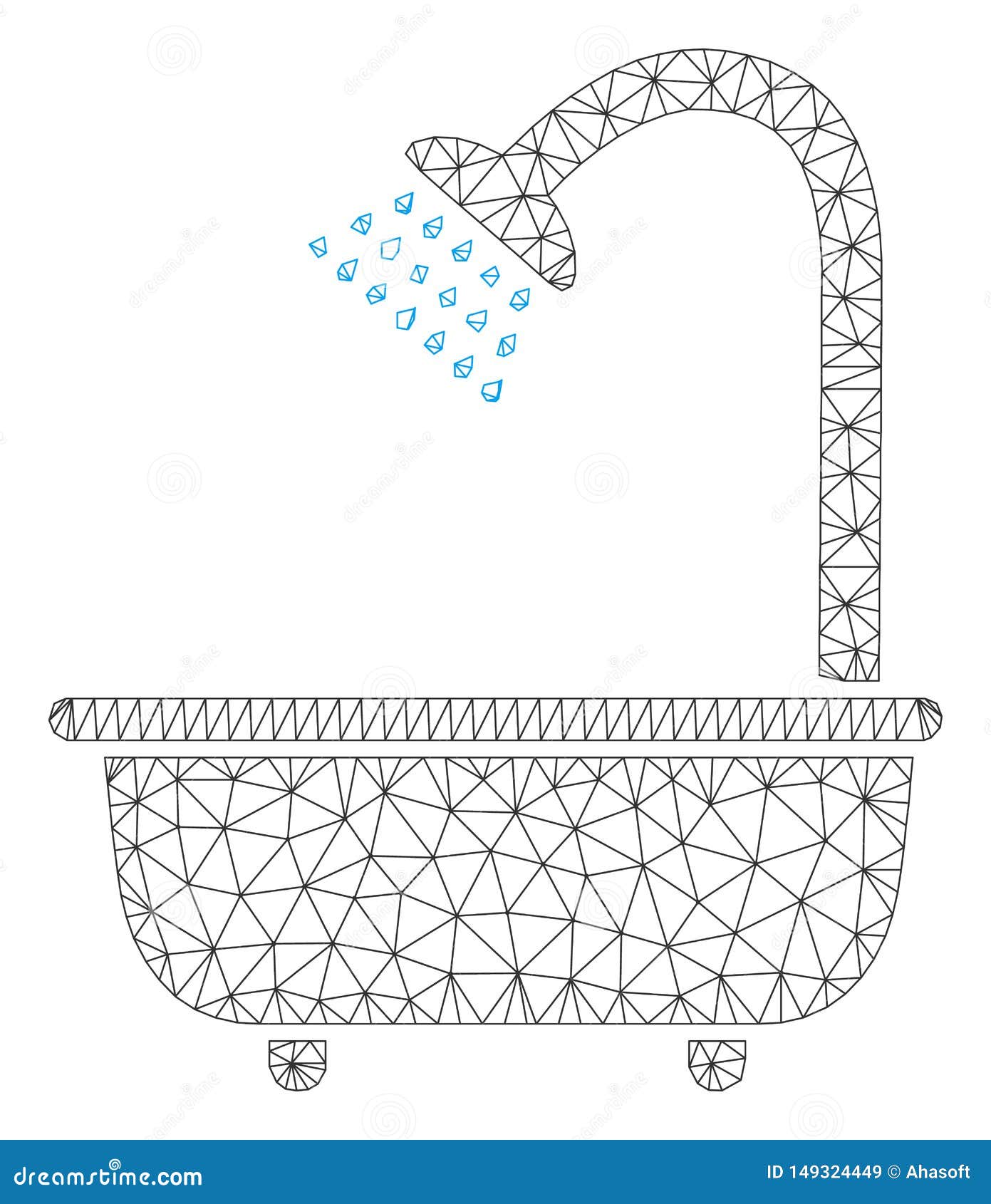 Bath Shower Vector Mesh Network Model Stock Vector - Illustration of ...