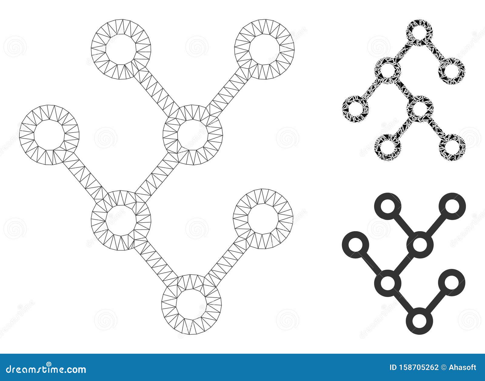 Binary Tree Vector Mesh 2D Model and Triangle Mosaic Icon Stock Vector ...