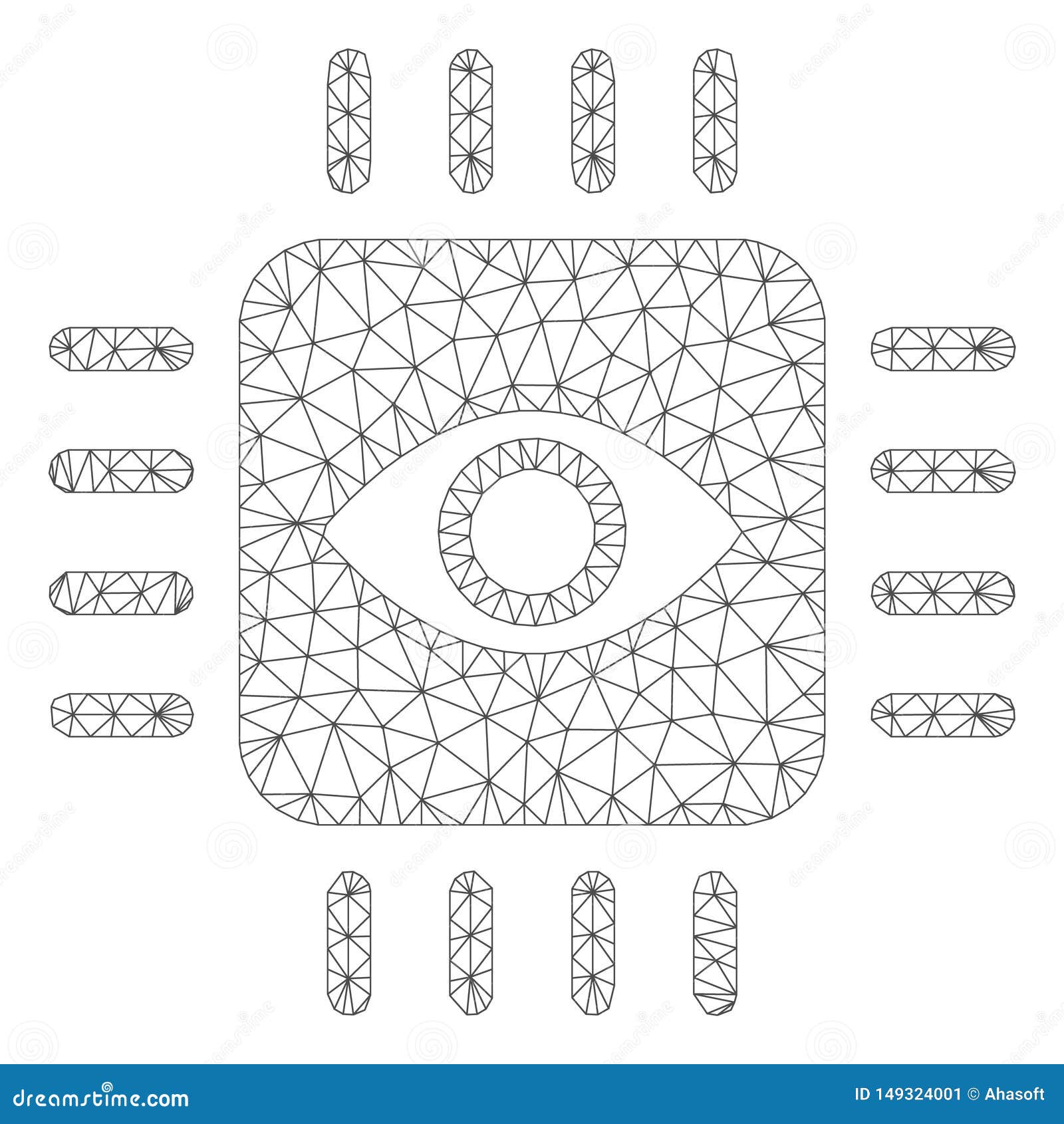 Bionic Eye Processor Vector Mesh 2D Model Stock Vector - Illustration ...