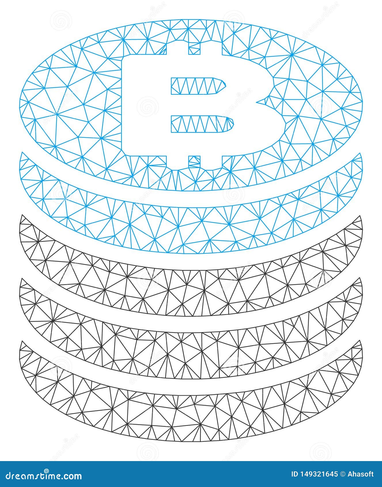 Bitcoin Coin Stack Vector Mesh Wire Frame Model Stock Vector ...