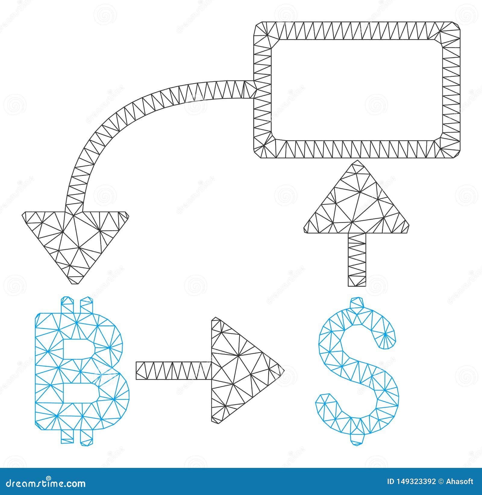 Bitcoin Dollar Flow Chart Vector Mesh Carcass Model Stock Vector ...