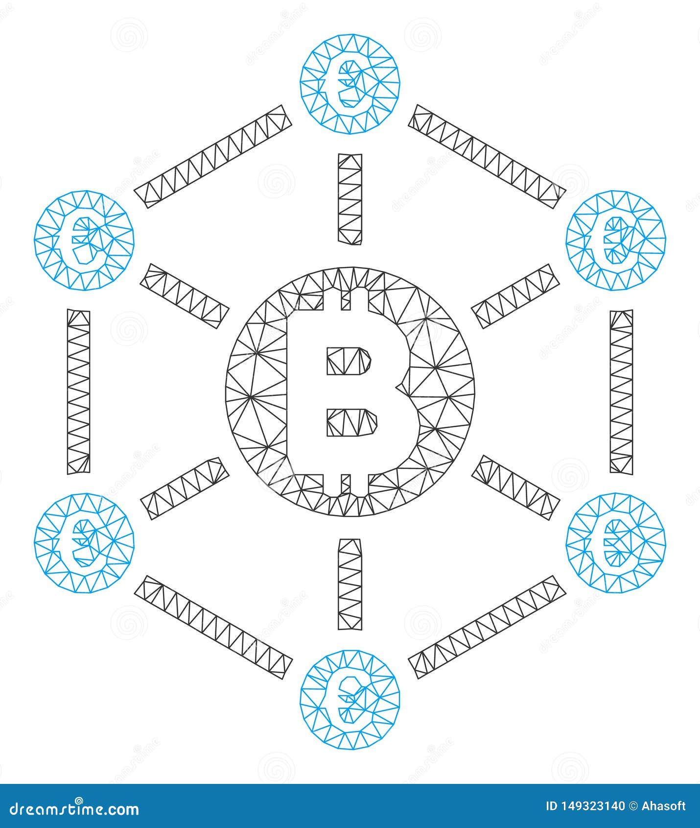 Bitcoin Euro Network Vector Mesh Wire Frame Model Stock Vector ...