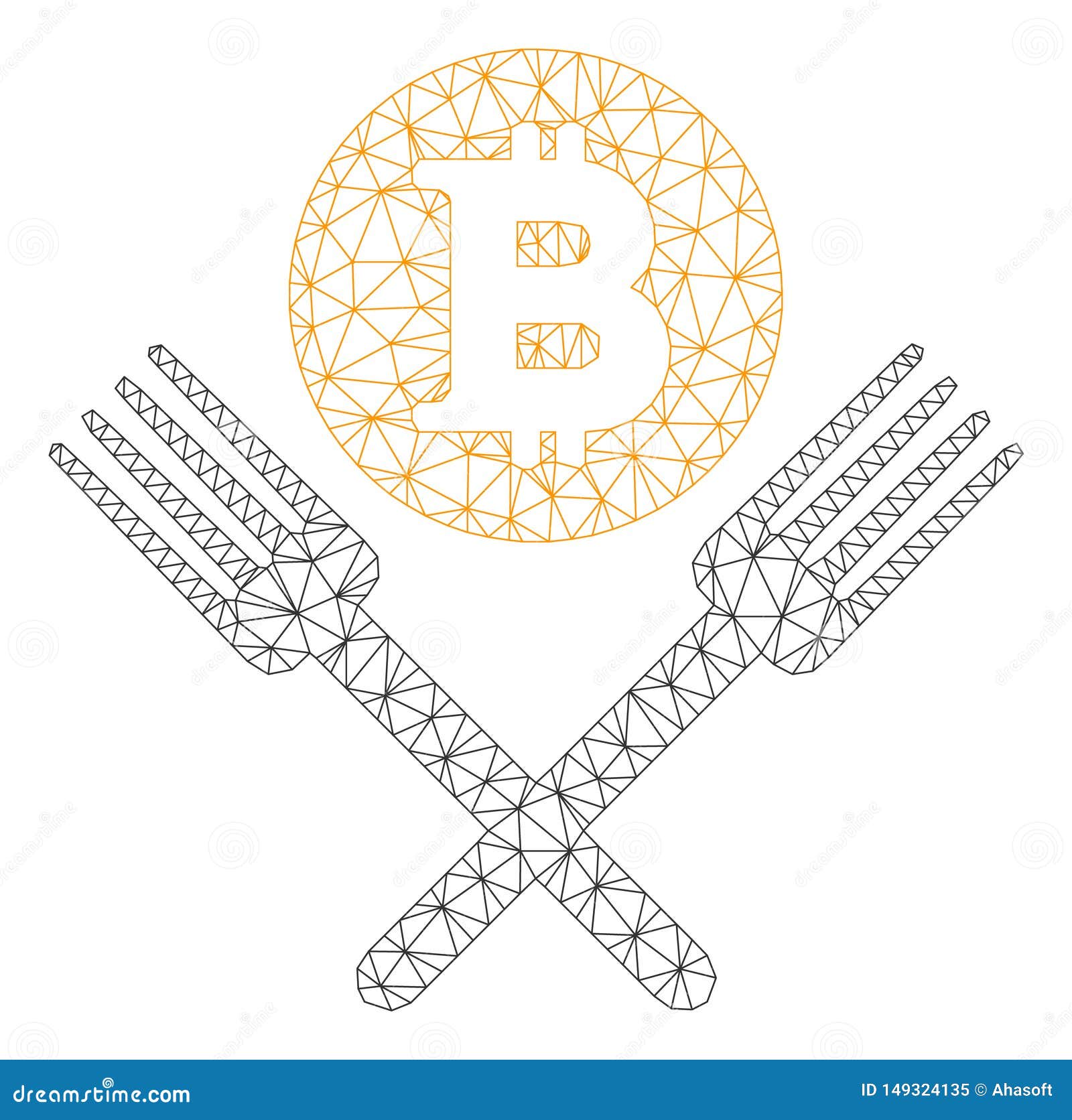Bitcoin Forks Vector Mesh Wire Frame Model Stock Vector - Illustration ...