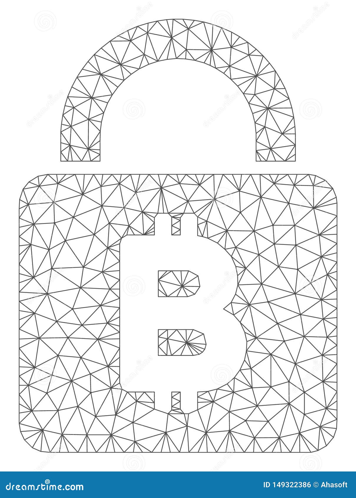 Bitcoin Lock Vector Mesh 2D Model Stock Vector - Illustration of close ...