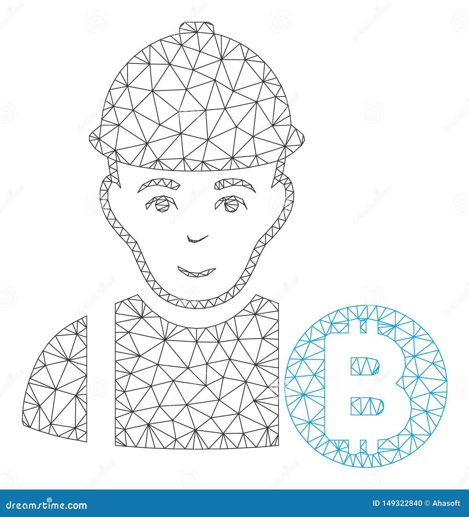Bitcoin Miner Vector Mesh 2D Model Stock Vector - Illustration of ...
