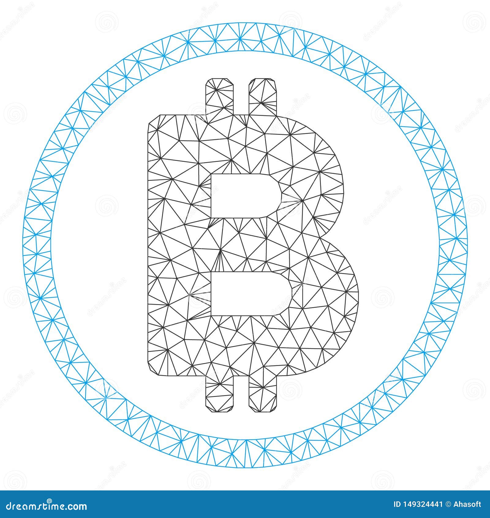 Bitcoin Rounded Vector Mesh 2D Model Stock Vector - Illustration of ...