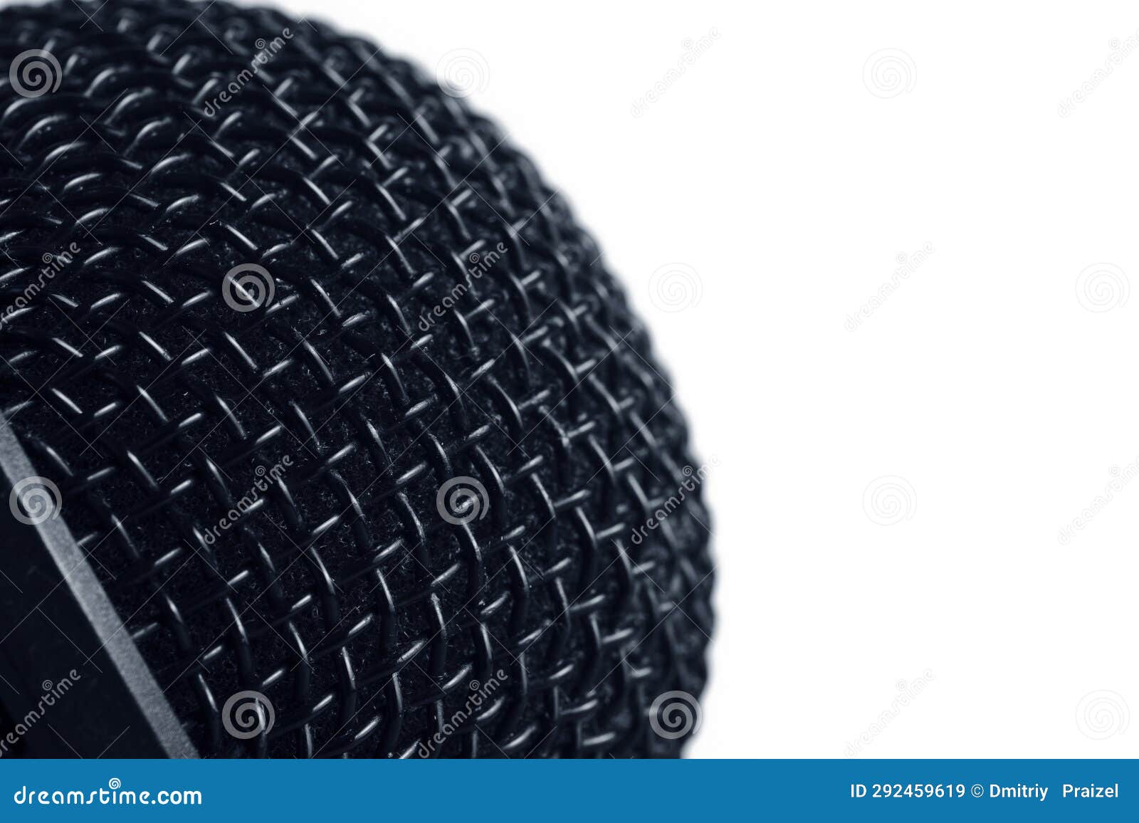 Mesh, Black Metal Microphone Head on a White Background. Stock Image ...