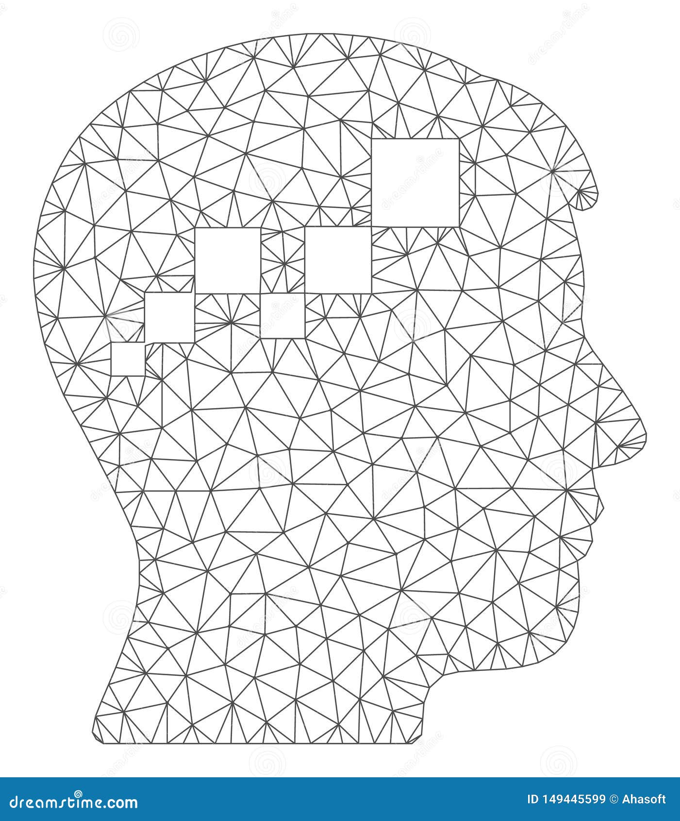 Brain Blockchain Polygonal Frame Vector Mesh Illustration Stock Vector ...