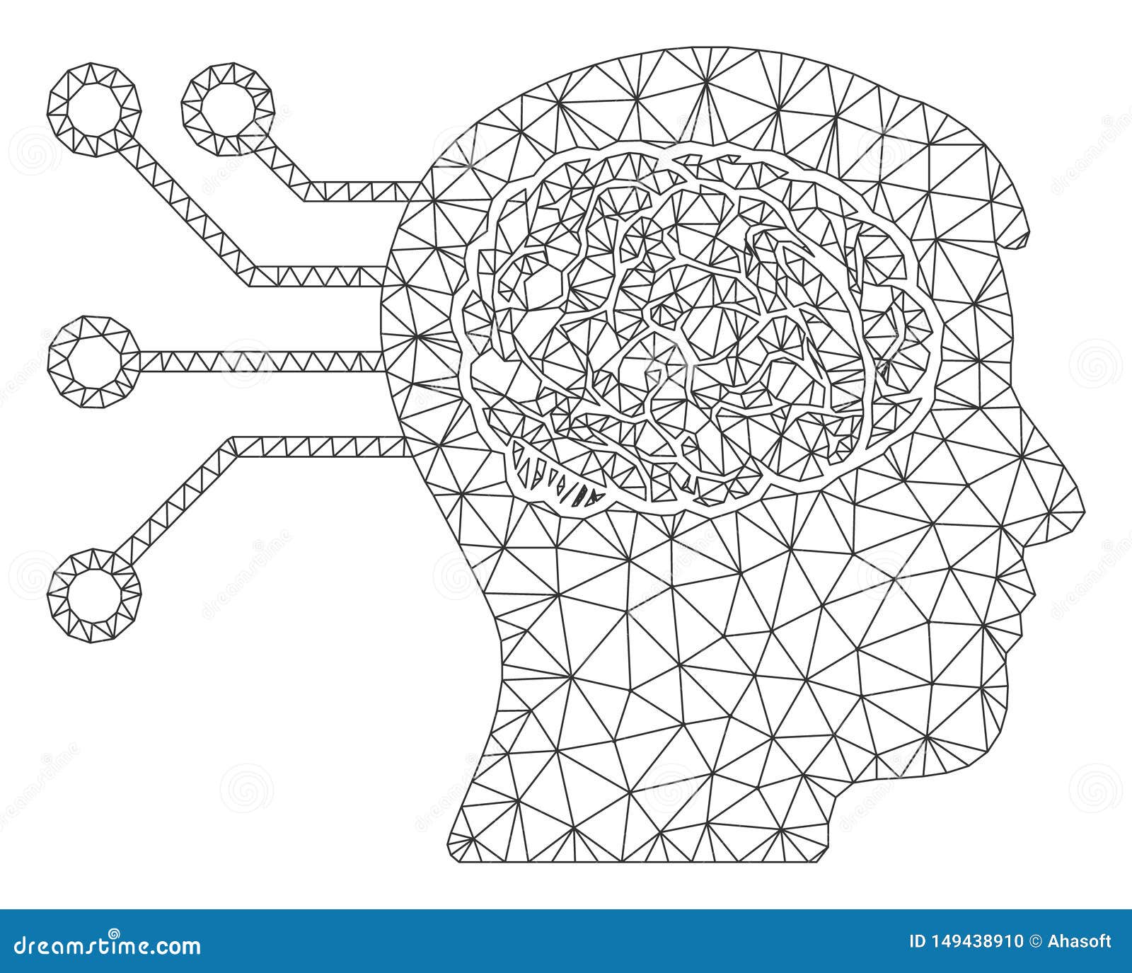 Brain Computer Connection Polygonal Frame Vector Mesh Illustration ...