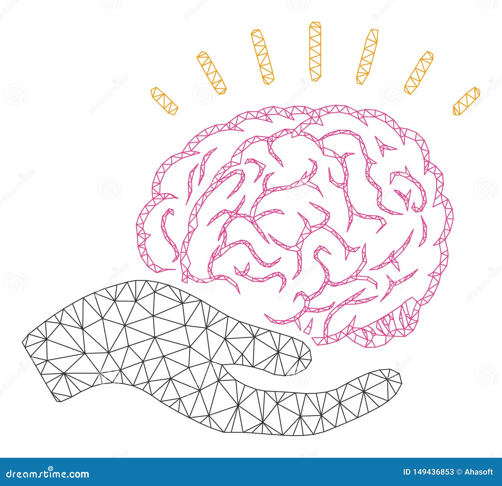 Brain Education Offer Polygonal Frame Vector Mesh Illustration Stock ...