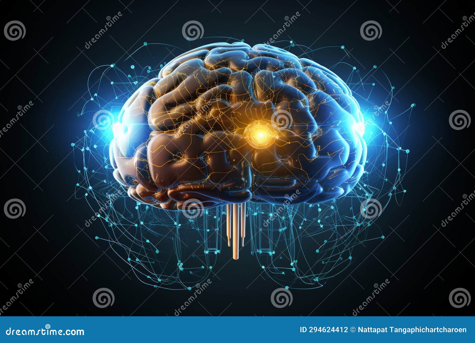 Mesh of Brain Scan Technology Concept, Generated AI Stock Illustration ...