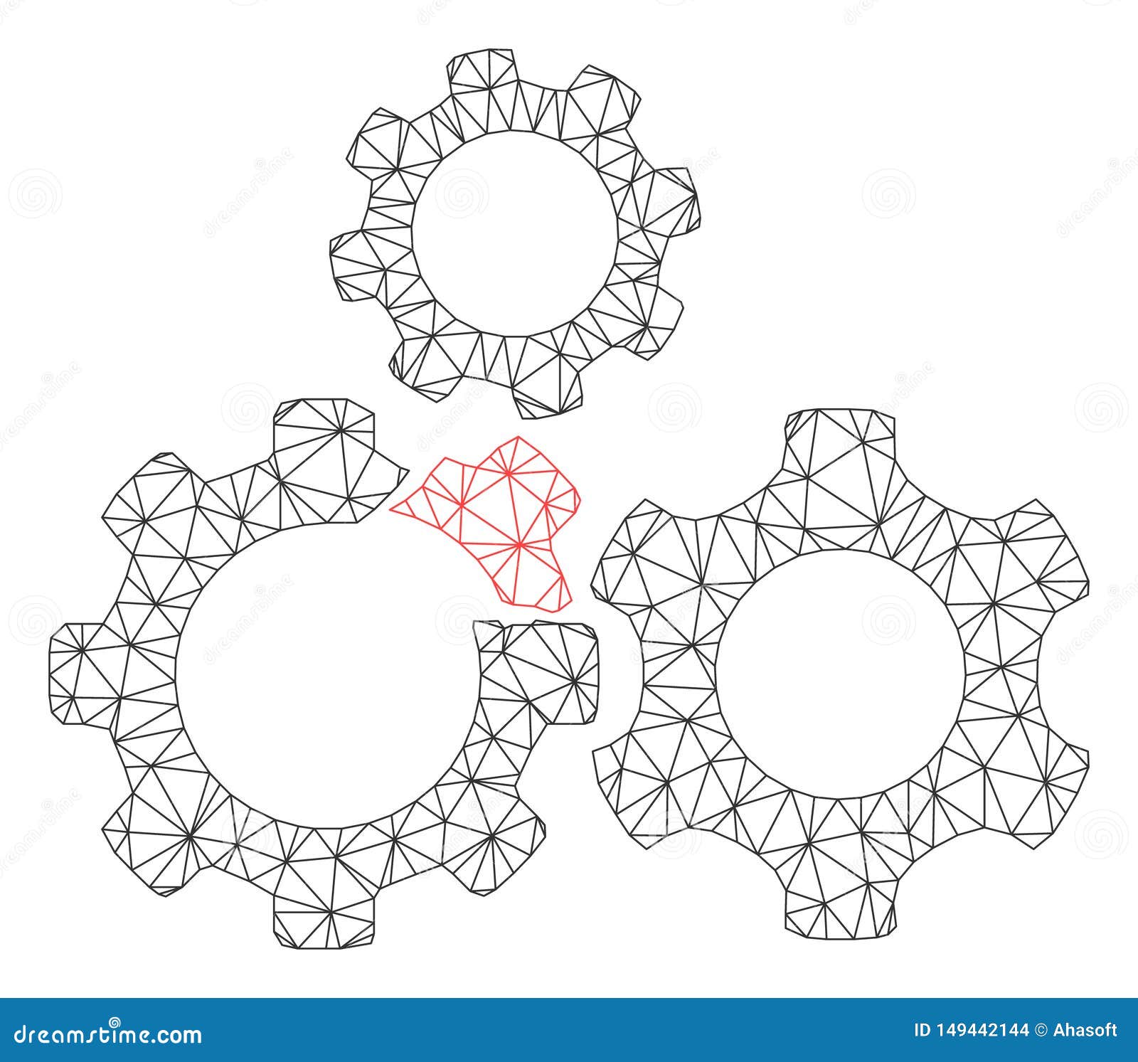 Broken Gear Mechanism Polygonal Frame Vector Mesh Illustration Stock ...