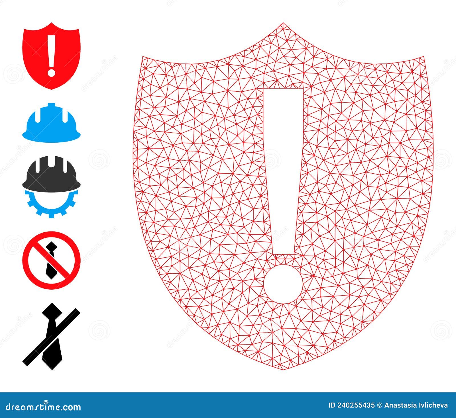 Mesh Carcass Shield Warning Icon Stock Vector - Illustration of embleme ...