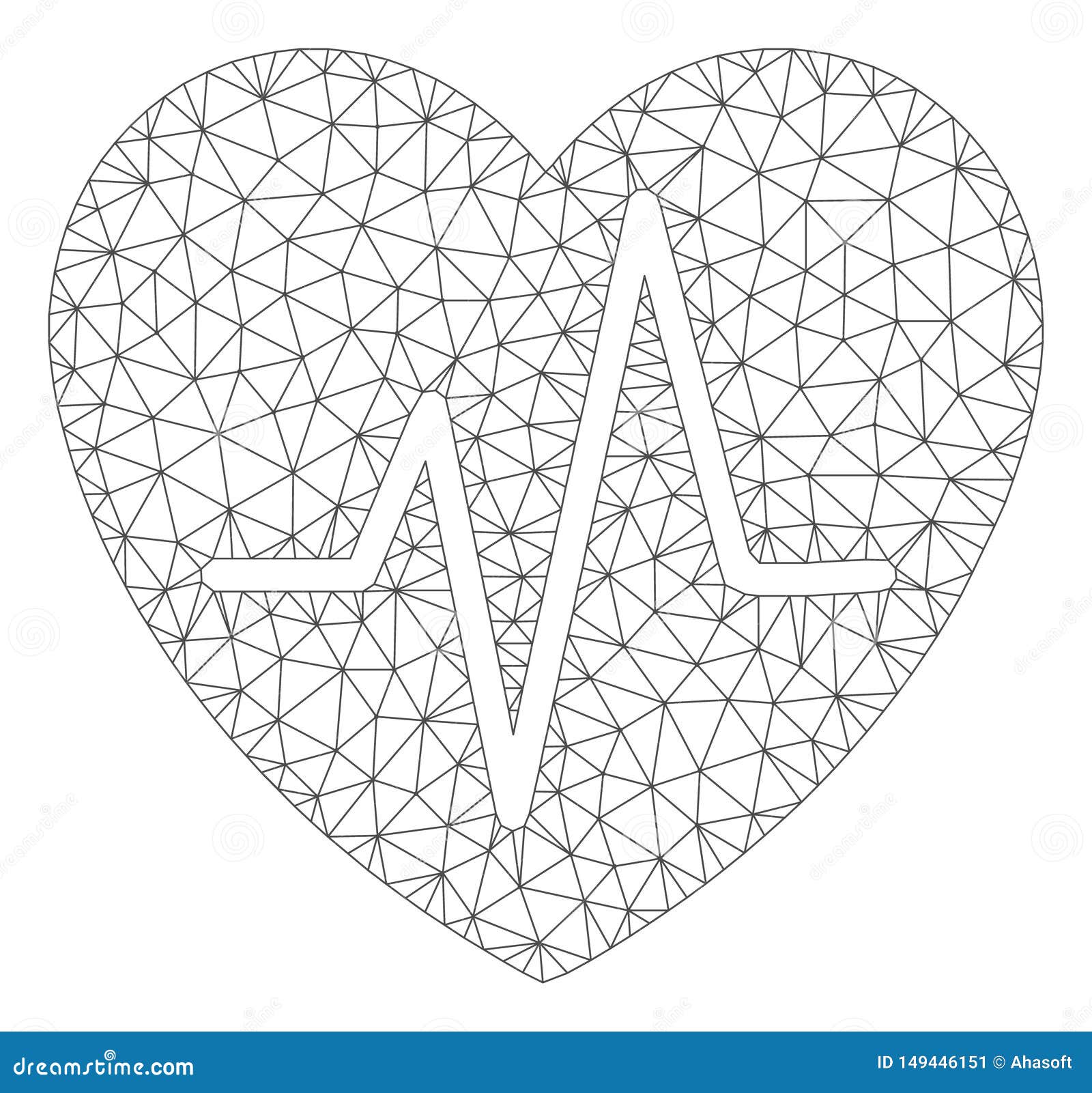 Cardiology Heart Pulse Polygonal Frame Vector Mesh Illustration Stock ...