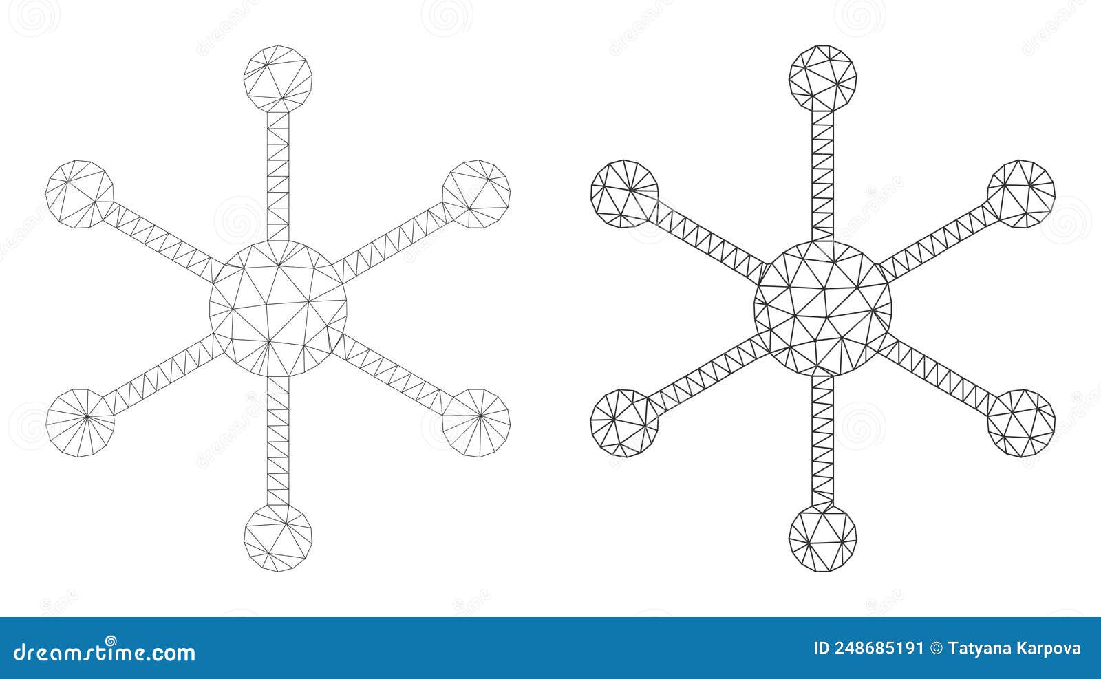 Mesh Central Node Icon Variants in Polygonal Flat Vector Style Stock ...