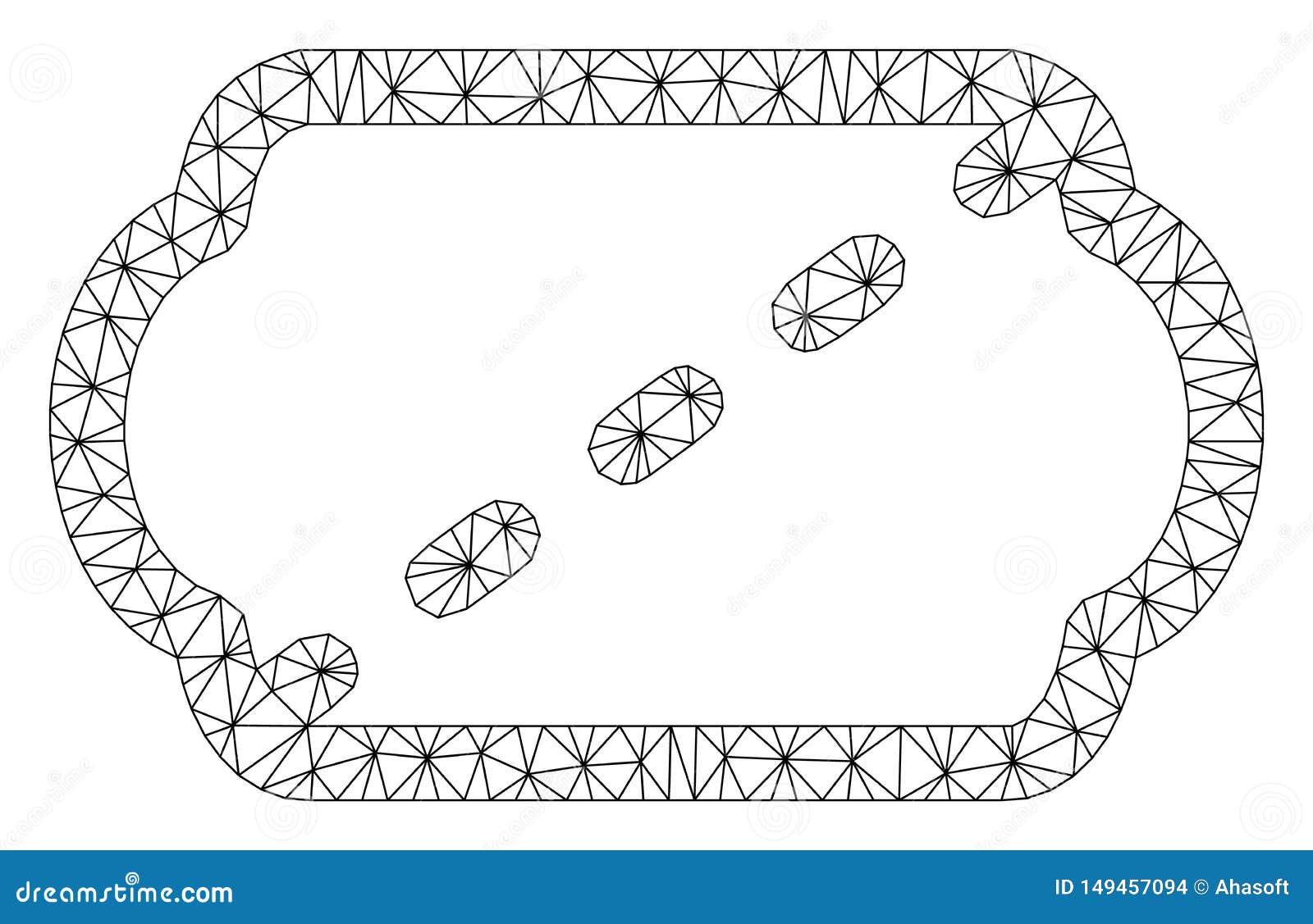 Cinema Ticket Polygonal Frame Vector Mesh Illustration Stock Vector ...