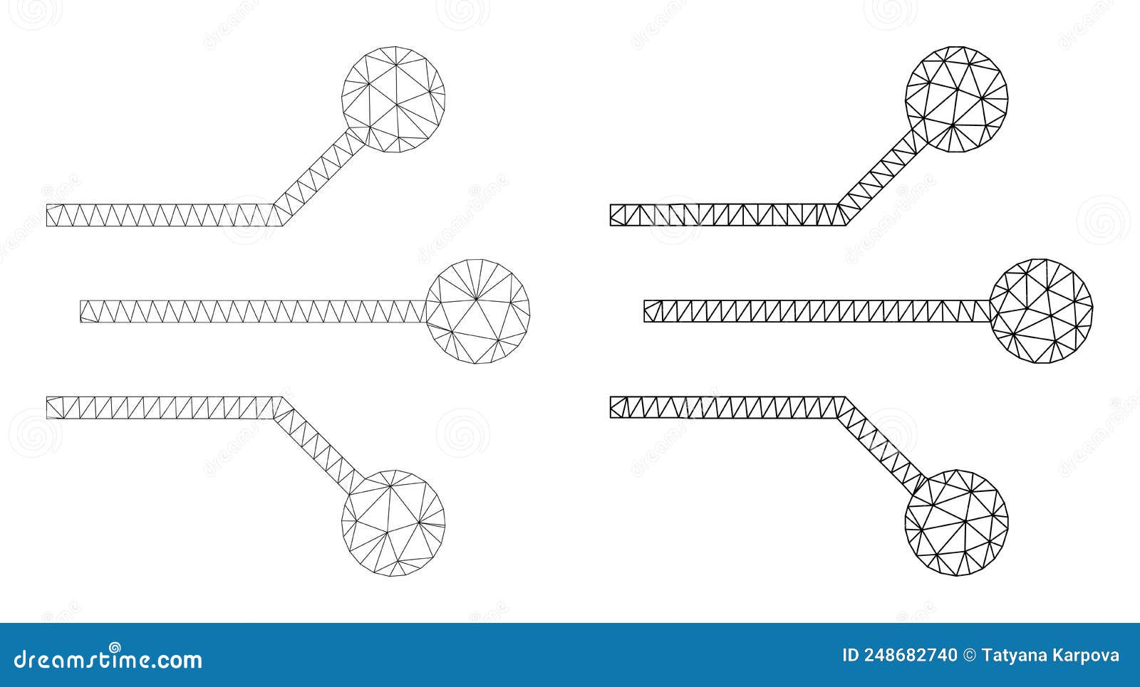 Mesh Circuit Links Icon Variants in Polygonal Flat Vector Style Stock ...