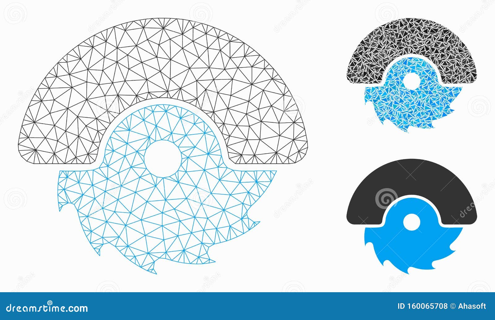 Circular Cutter Vector Mesh Carcass Model and Triangle Mosaic Icon Stock Vector - Illustration ...