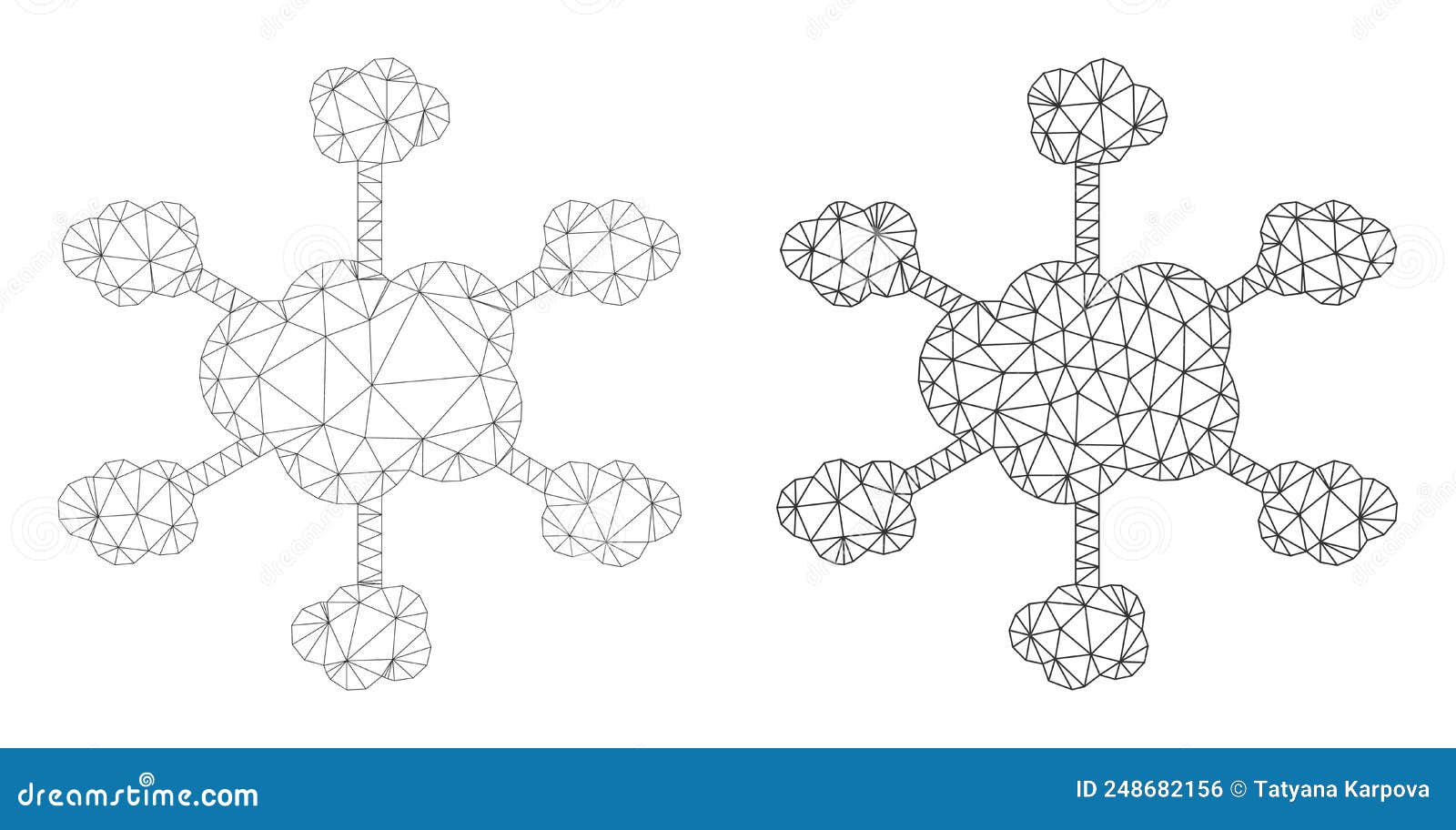 Mesh Cloud Network Icon Variants in Polygonal Flat Vector Style Stock ...