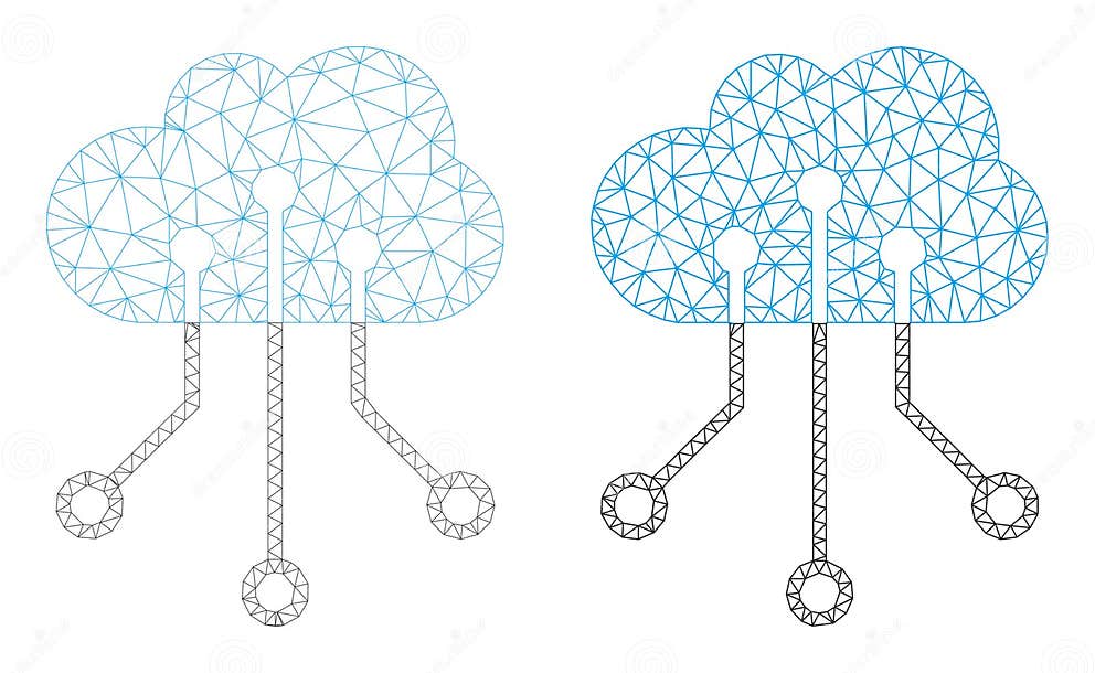 Mesh Cloud Network Icon Versions in Polygonal Network Vector Style ...