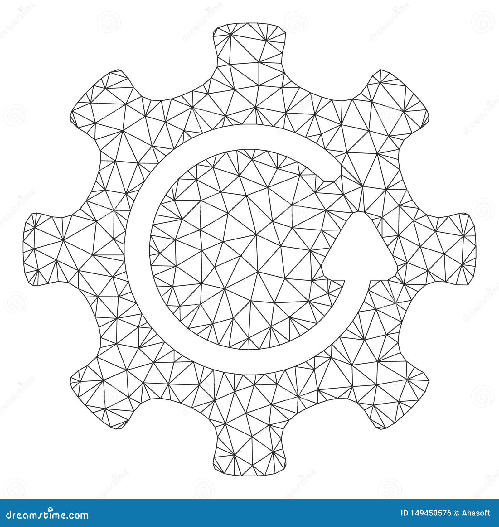 Cog Rotation Direction Polygonal Frame Vector Mesh Illustration Stock ...