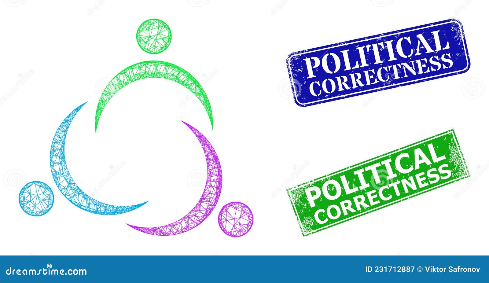 Grunge Political Correctness Seals and Triangular Mesh Community Icon ...