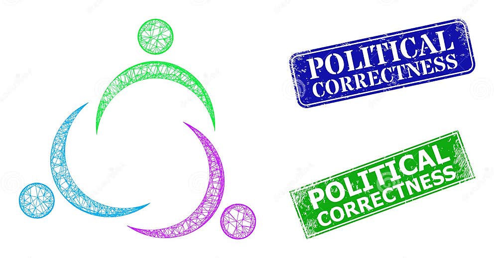 Grunge Political Correctness Seals and Triangular Mesh Community Icon ...
