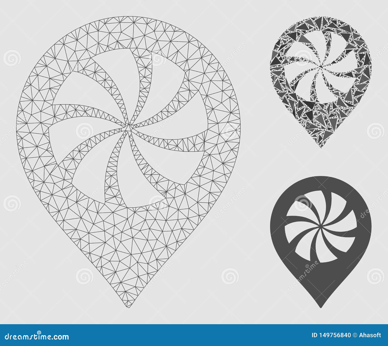 Cooler Fan Marker Vector Mesh Carcass Model And Triangle Mosaic Icon