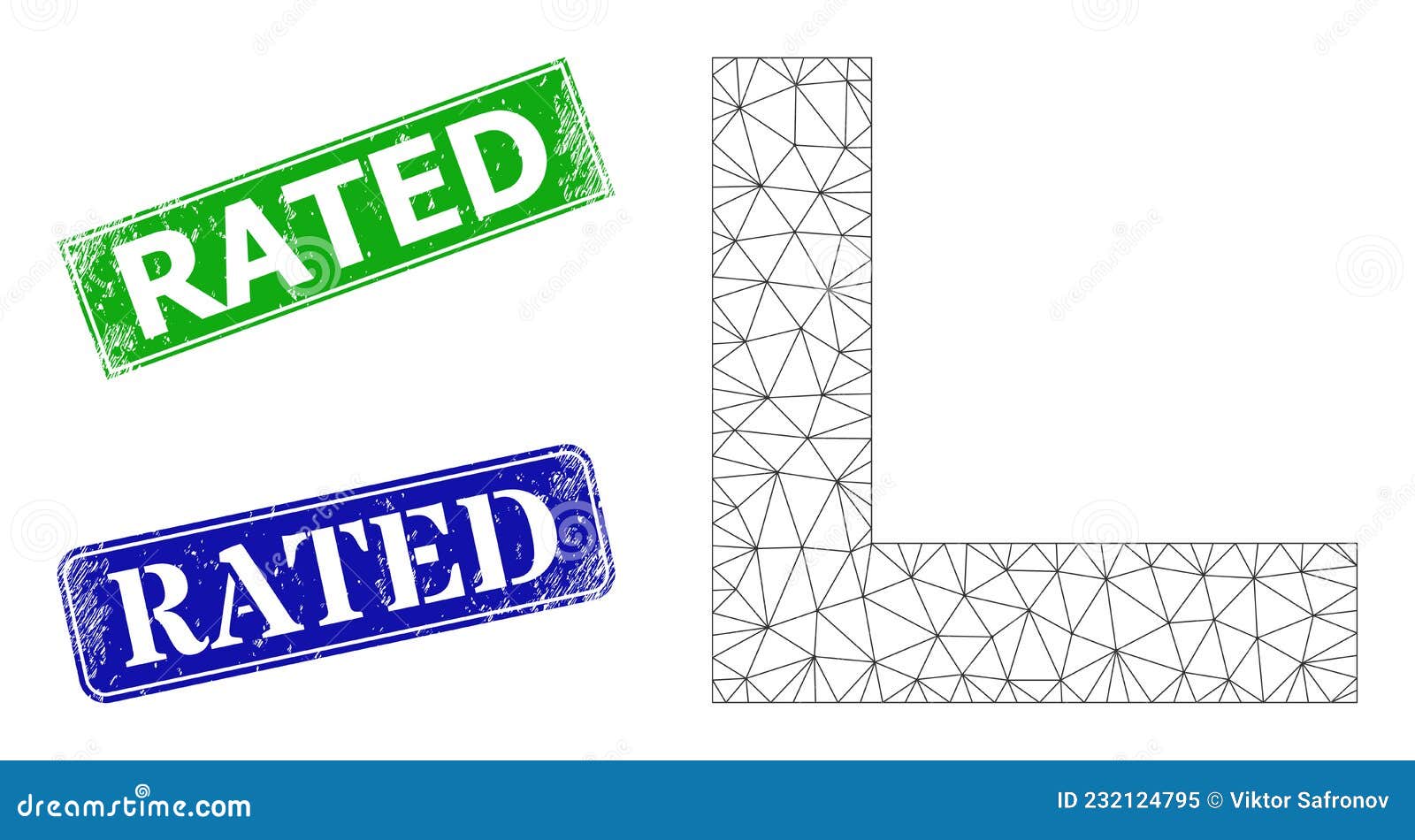Textured Rated Seals and Triangular Mesh Corner Icon Stock Vector ...