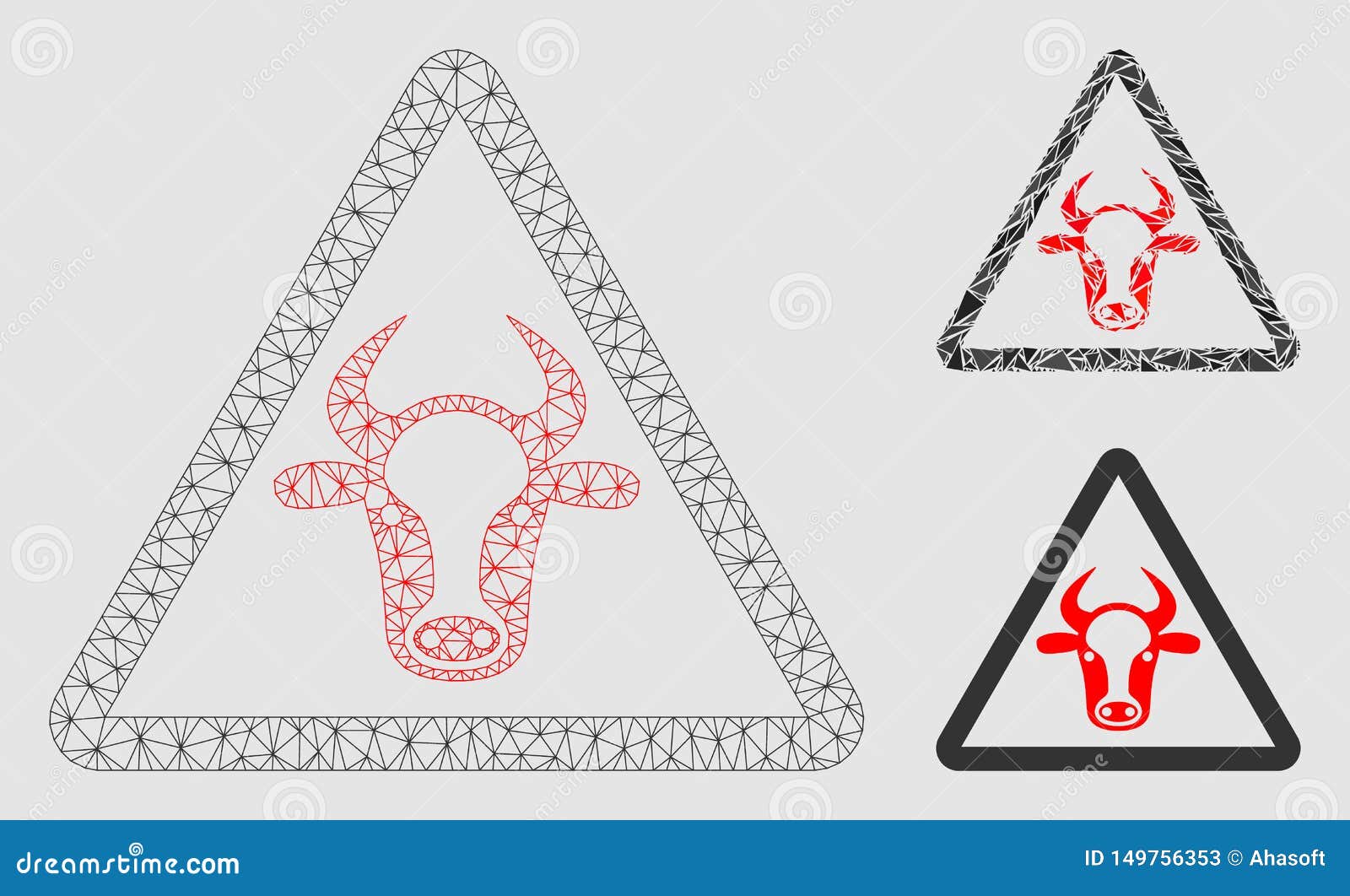 Cow Danger Vector Mesh 2D Model and Triangle Mosaic Icon Stock Vector ...