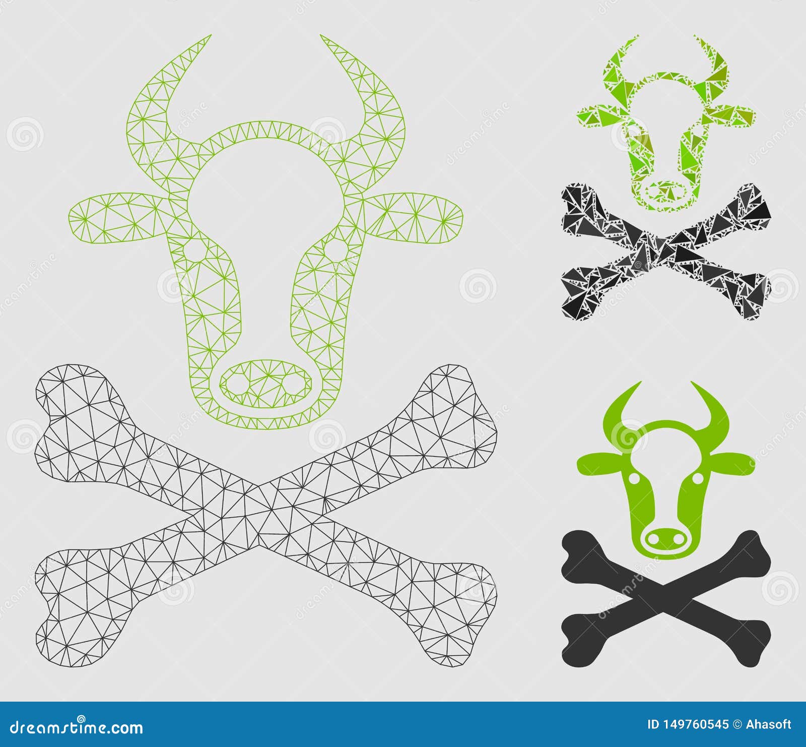 Cow Death Vector Mesh Network Model and Triangle Mosaic Icon Stock ...