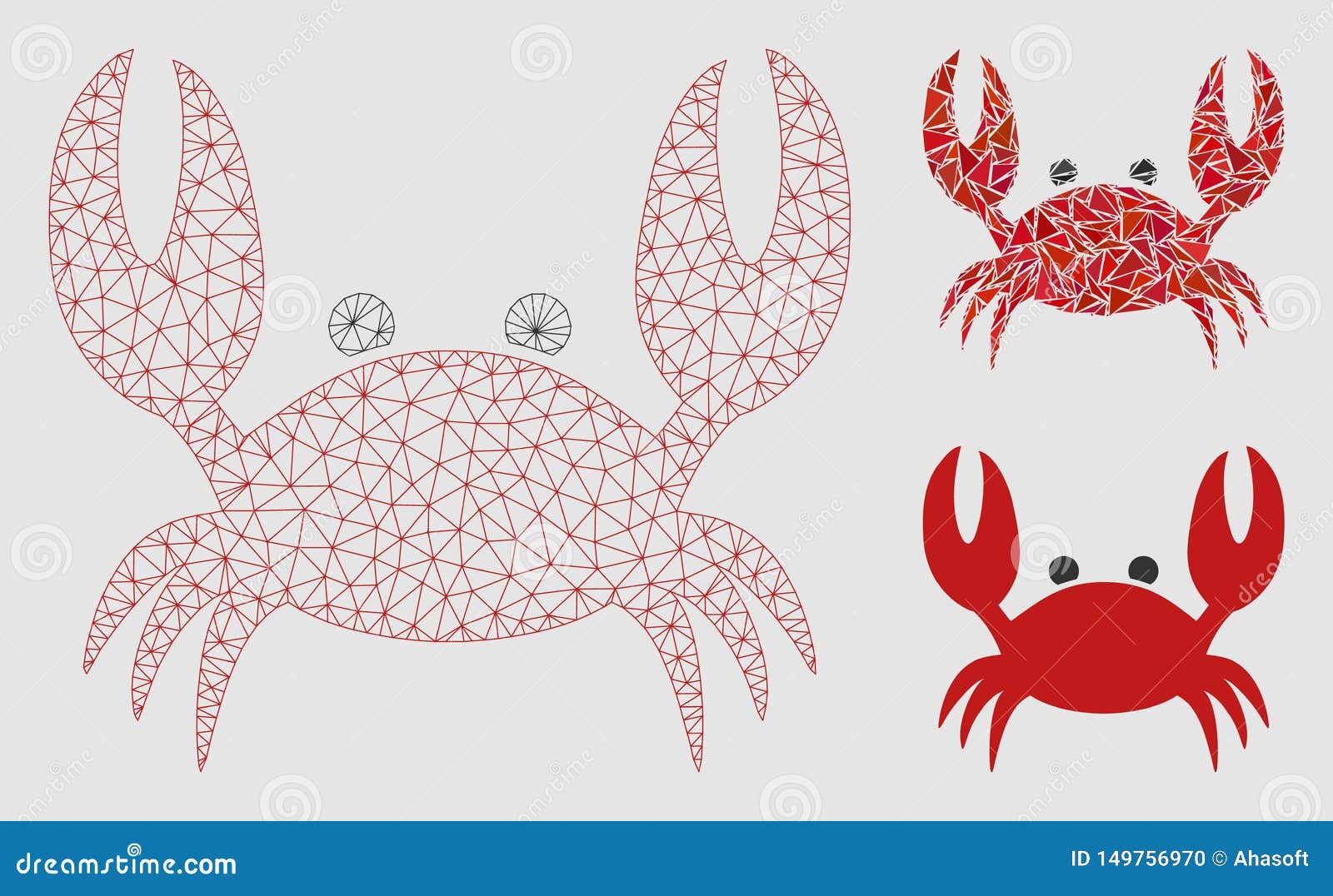 Crab Vector Mesh Network Model and Triangle Mosaic Icon Stock Vector ...