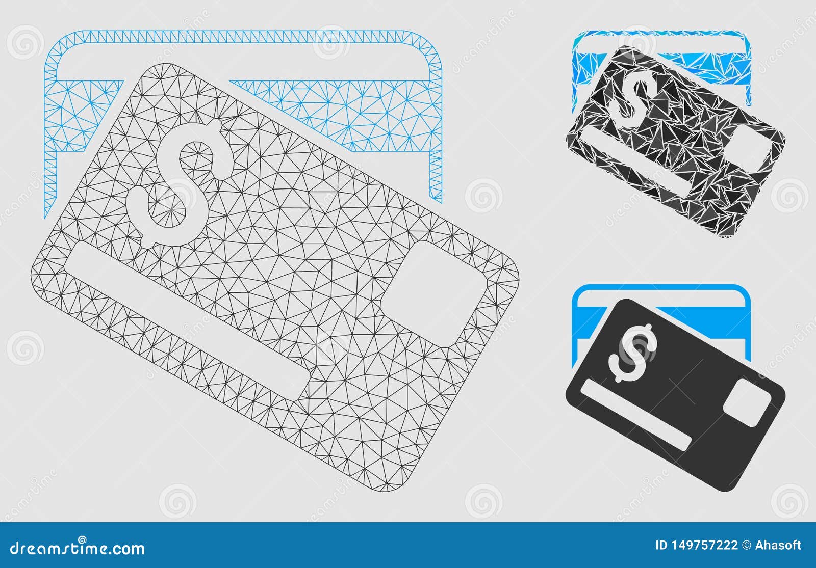 Credit Cards Vector Mesh Network Model and Triangle Mosaic Icon Stock ...