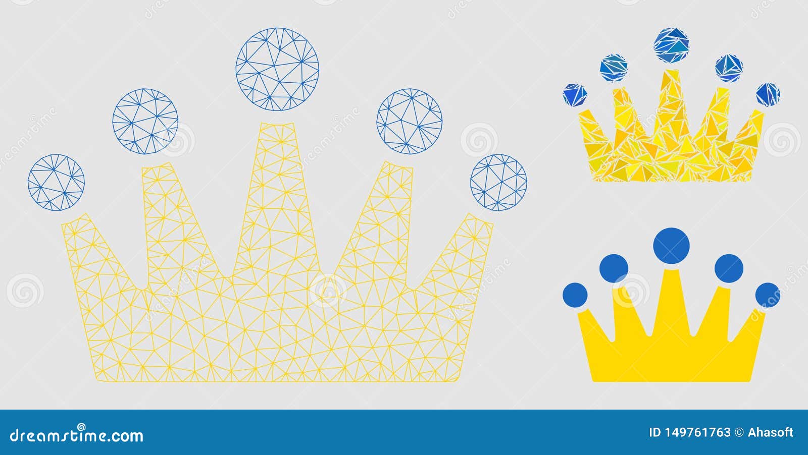 Crown Vector Mesh 2D Model and Triangle Mosaic Icon Stock Vector ...