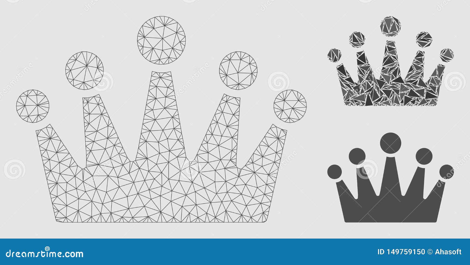 Crown Vector Mesh Carcass Model and Triangle Mosaic Icon Stock Vector ...