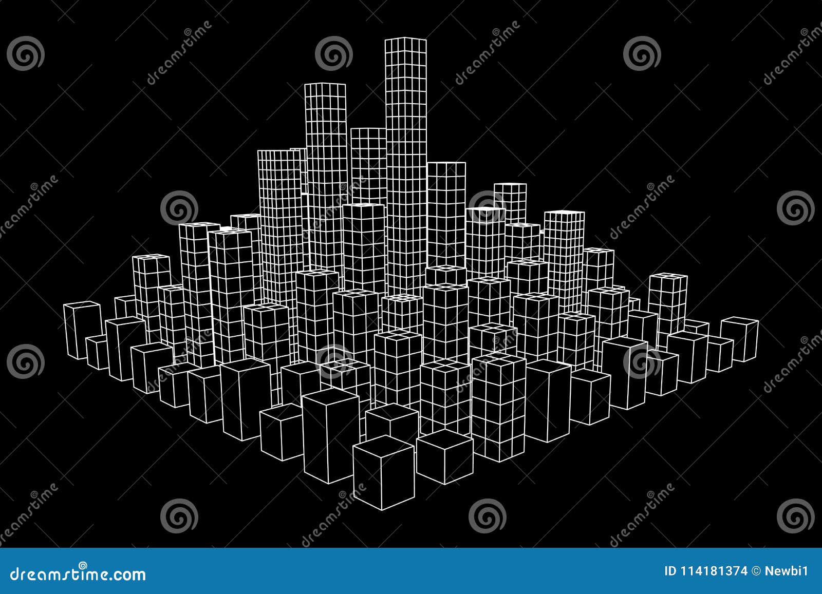 Mesh Cubes City Array ilustración del vector. Ilustración de alambre ...