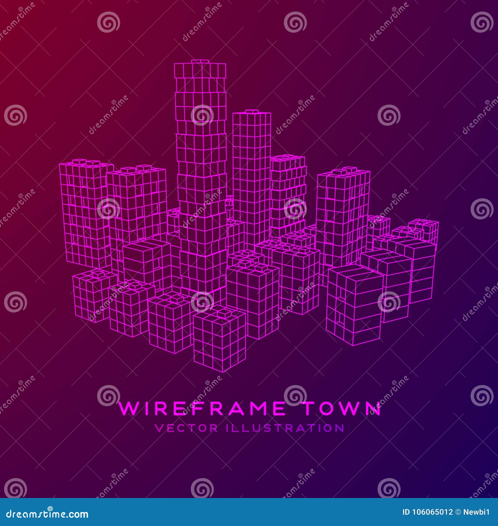 Mesh Cubes City Array stock vector. Illustration of form - 106065012