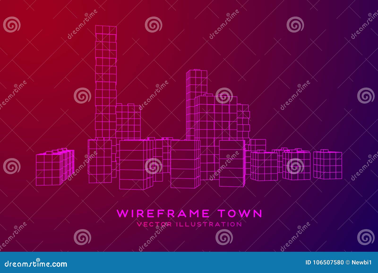 Mesh Cubes City Array stock vector. Illustration of element - 106507580