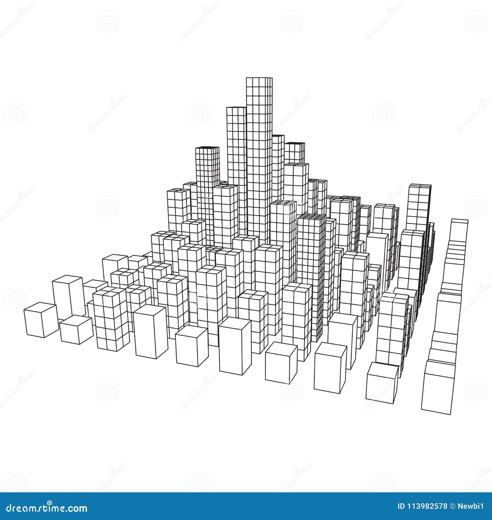 Mesh Cubes City Array stock vector. Illustration of array - 113982578