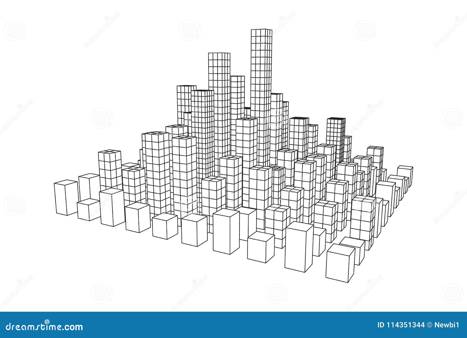 Mesh Cubes City Array stock vector. Illustration of design - 114351344