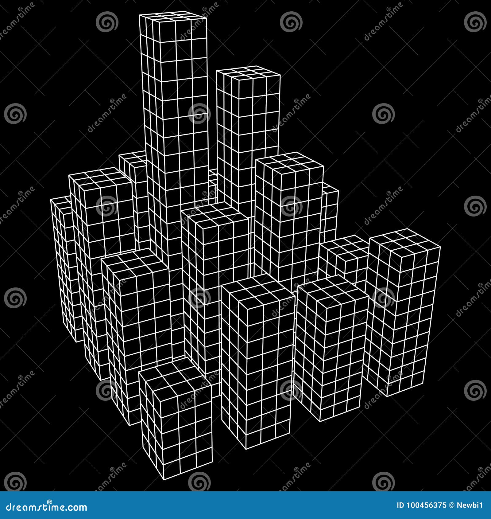Mesh Cubes City Array stock vector. Illustration of icon - 100456375