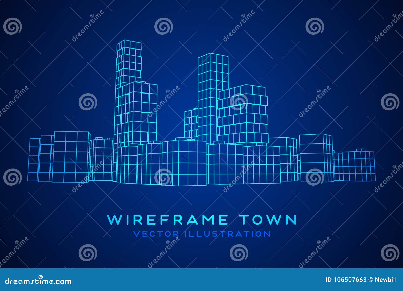 Mesh Cubes City Array stock vector. Illustration of design - 106507663