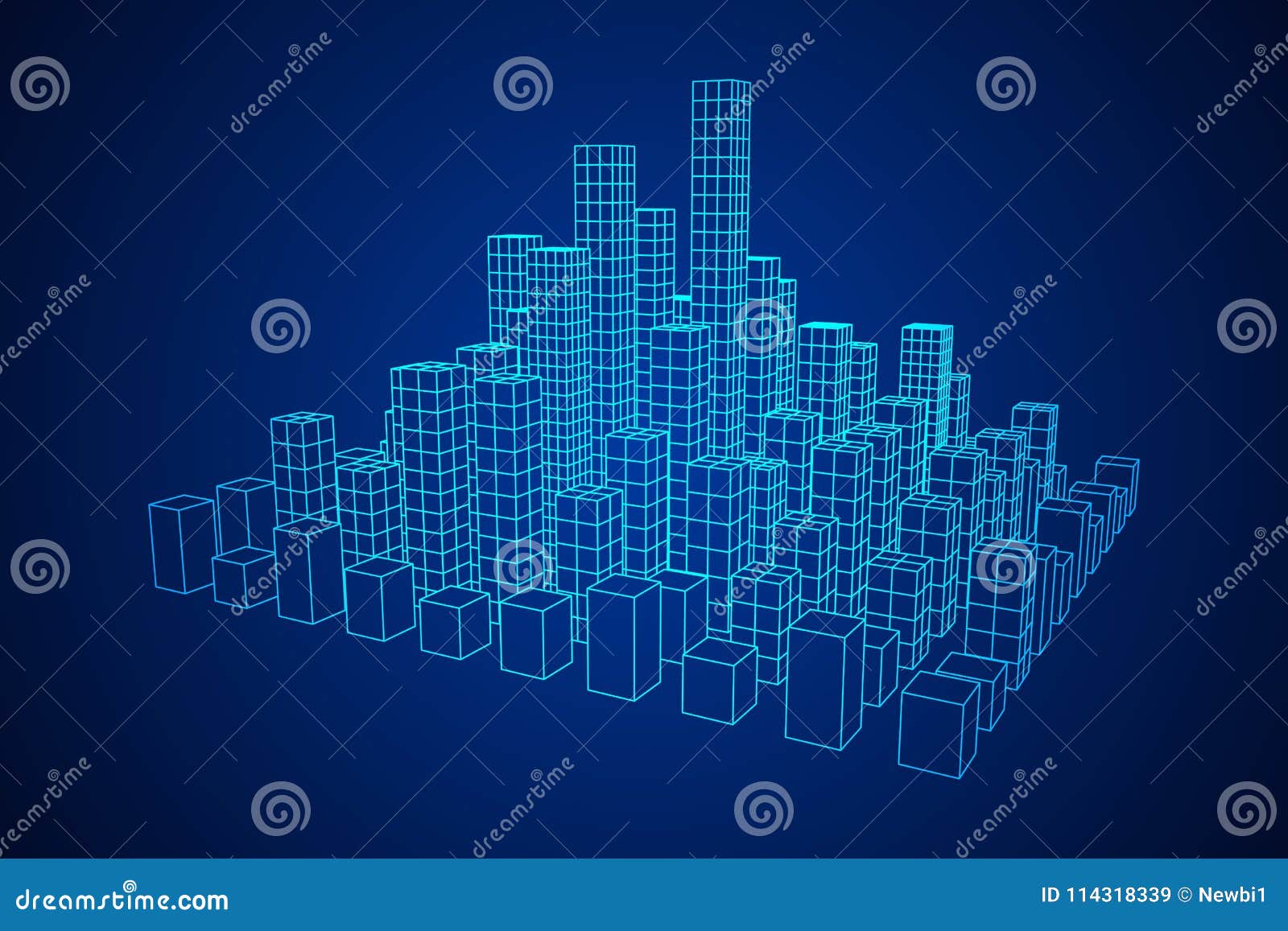 Mesh Cubes City Array stock vector. Illustration of form - 114318339
